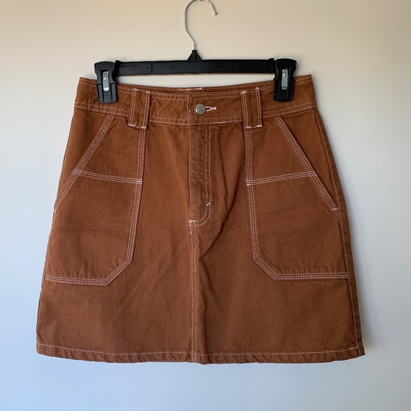 Topshop | Skirts | Brown Denim Mini Skirt | Poshmark